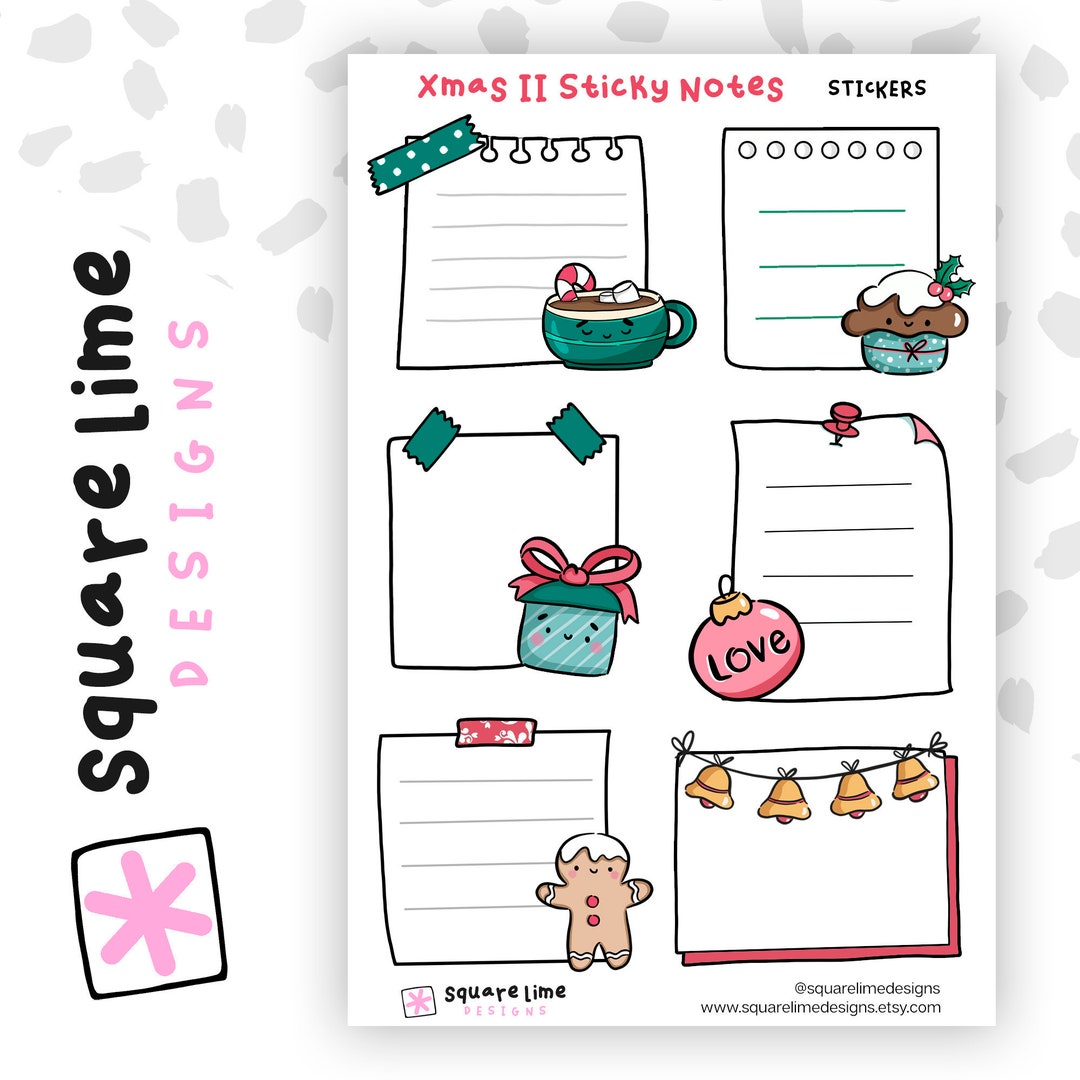 Sticky Notes Stickers 15 With Christmas Doodles Xmas II - Etsy