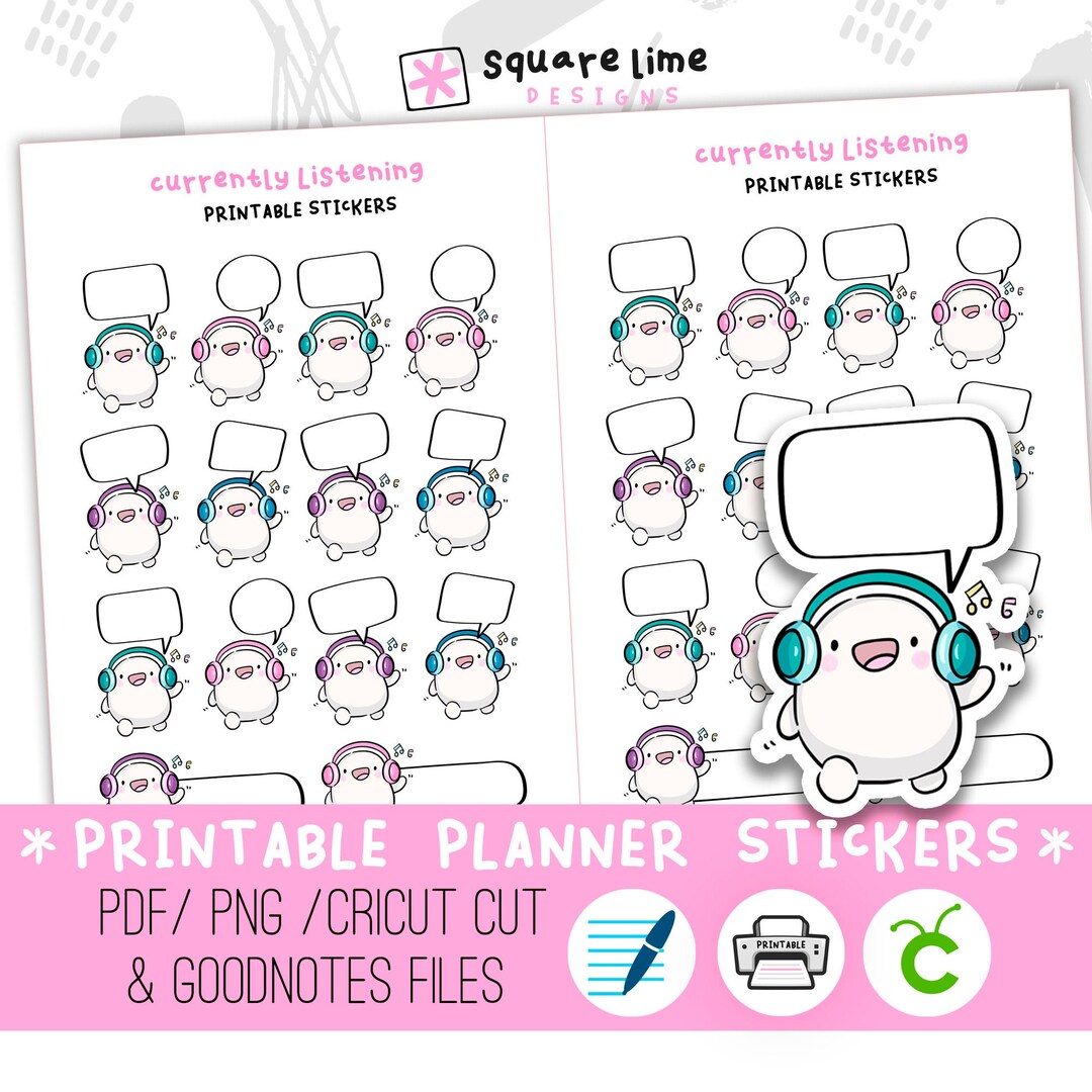 Currently Listening Printable Stickers Featuring Little Potato ...