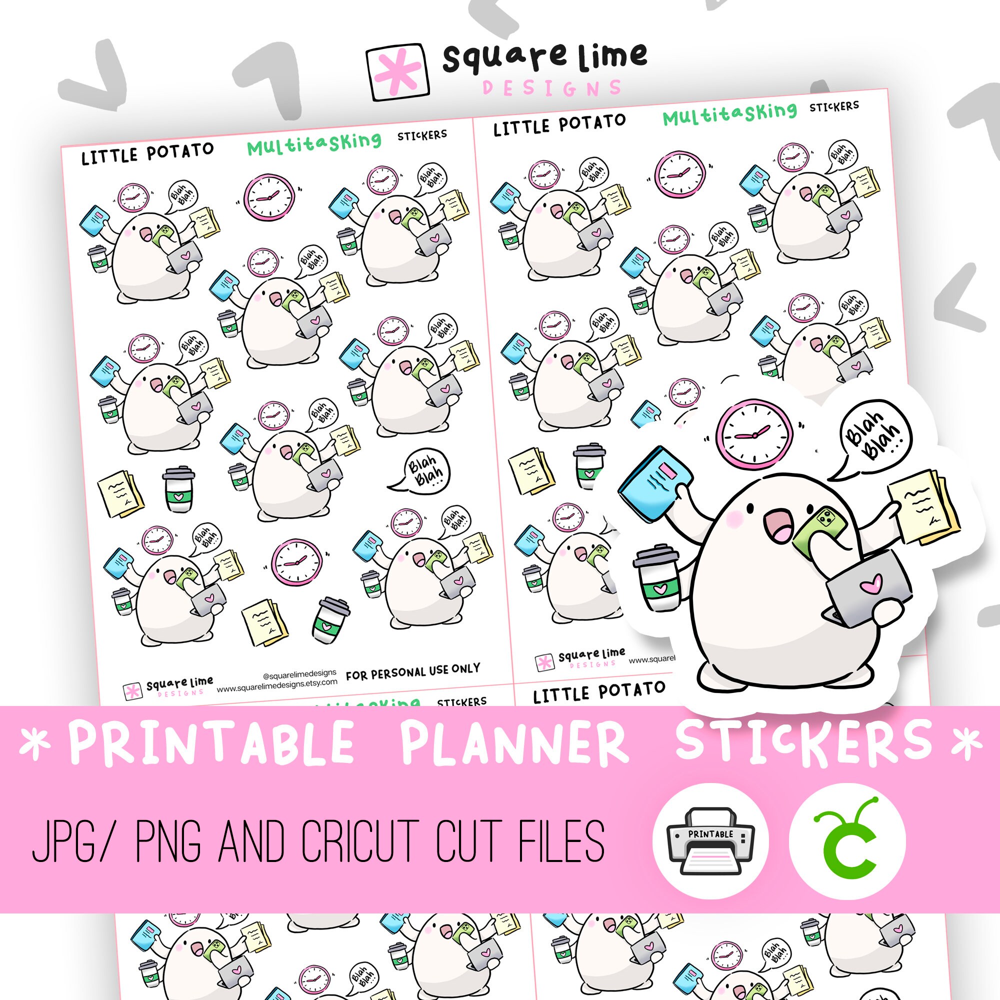 Multitasking - Printable Stickers featuring Little Potato — Square Lime ...