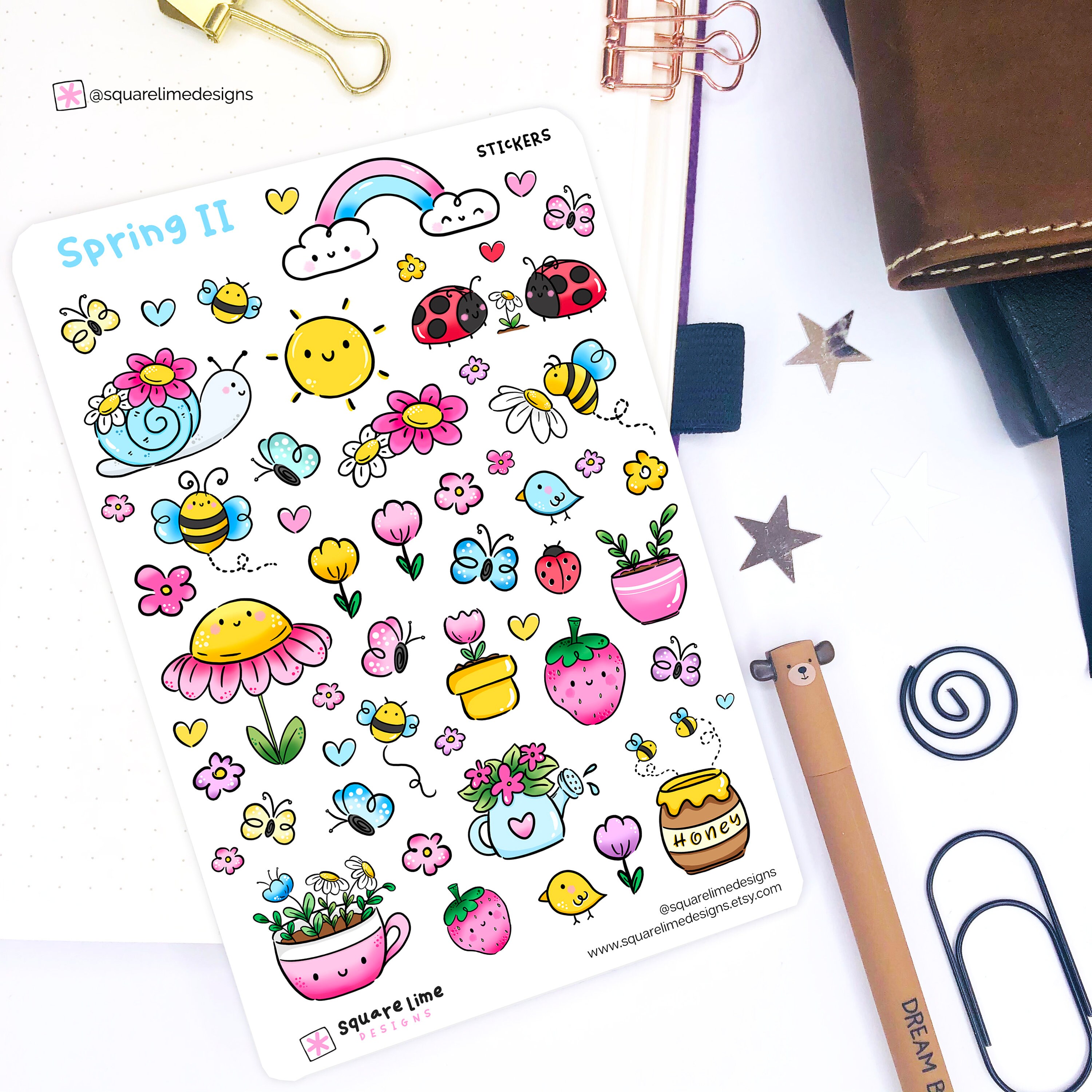 Spring Stickers – Flower Doodles - Printable and Digital Stickers – JPG ...