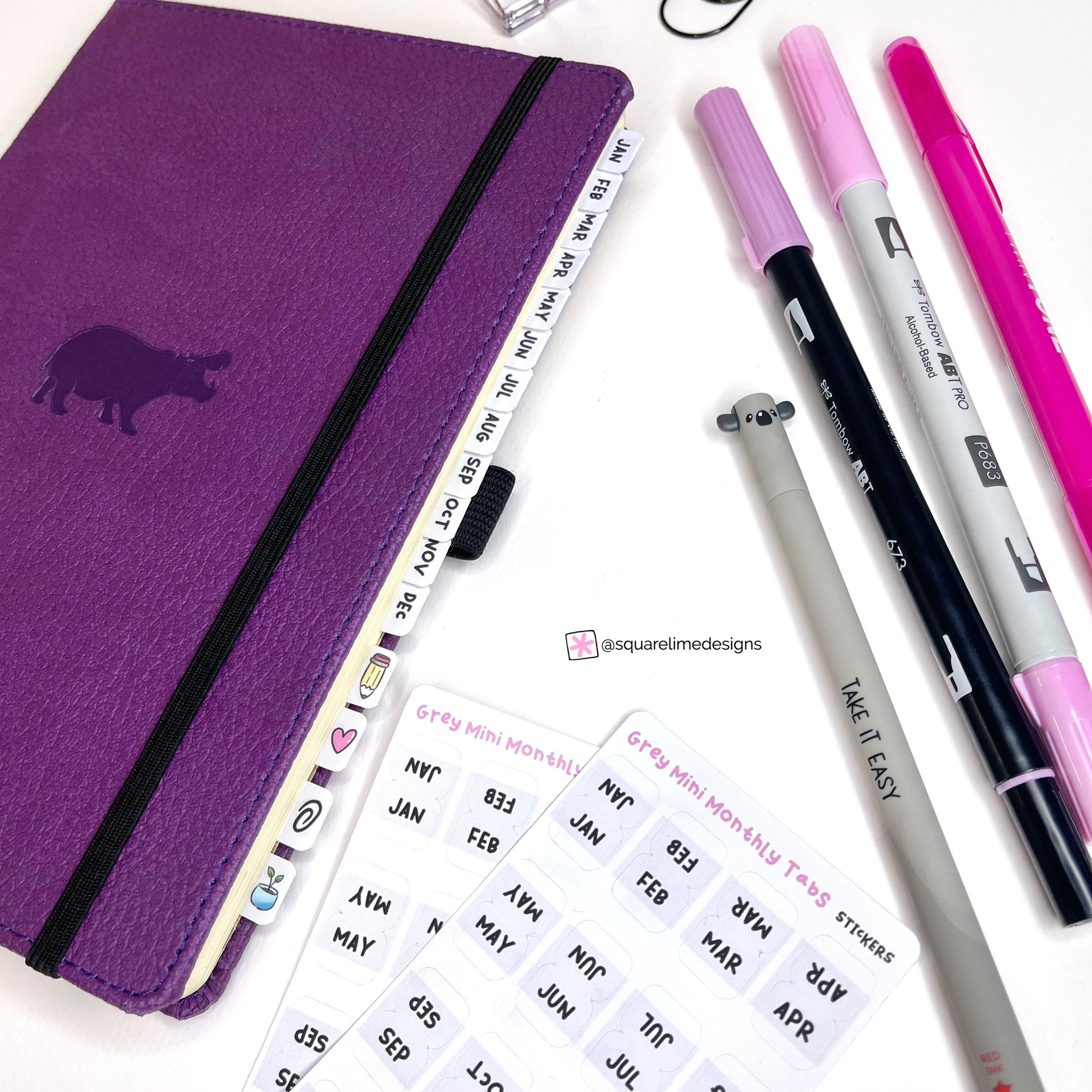 GREY Mini Divider Tabs - Printable Stickers — Square Lime Designs