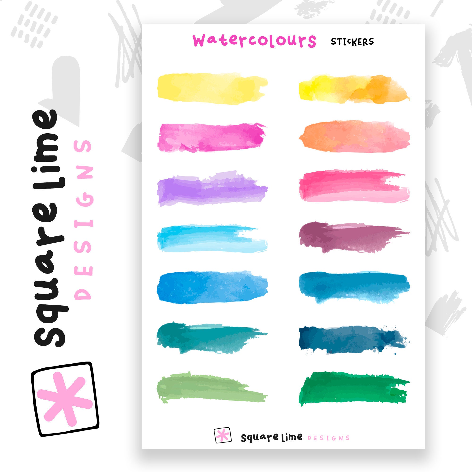 Watercolour Swatches Stickers — Square Lime Designs