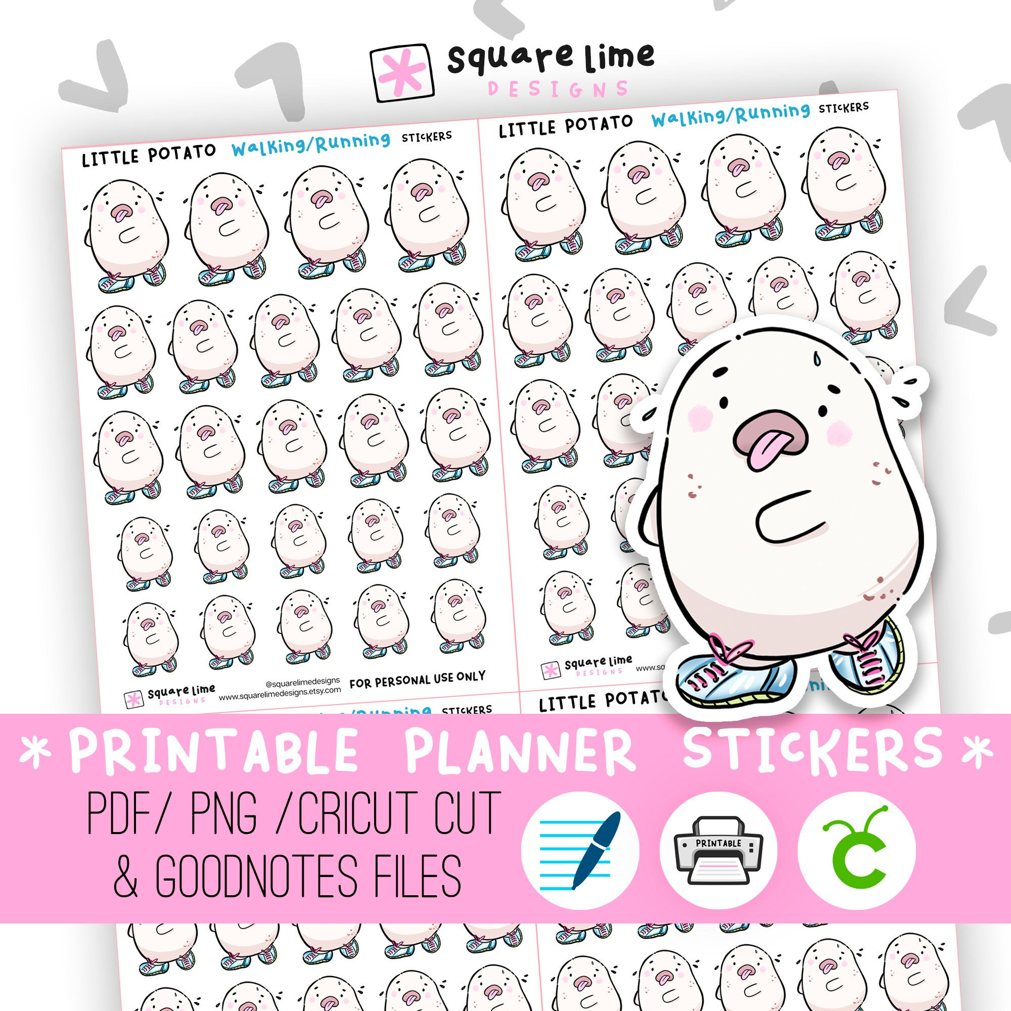 Walking/Running - Printable Stickers featuring Little Potato — Square ...