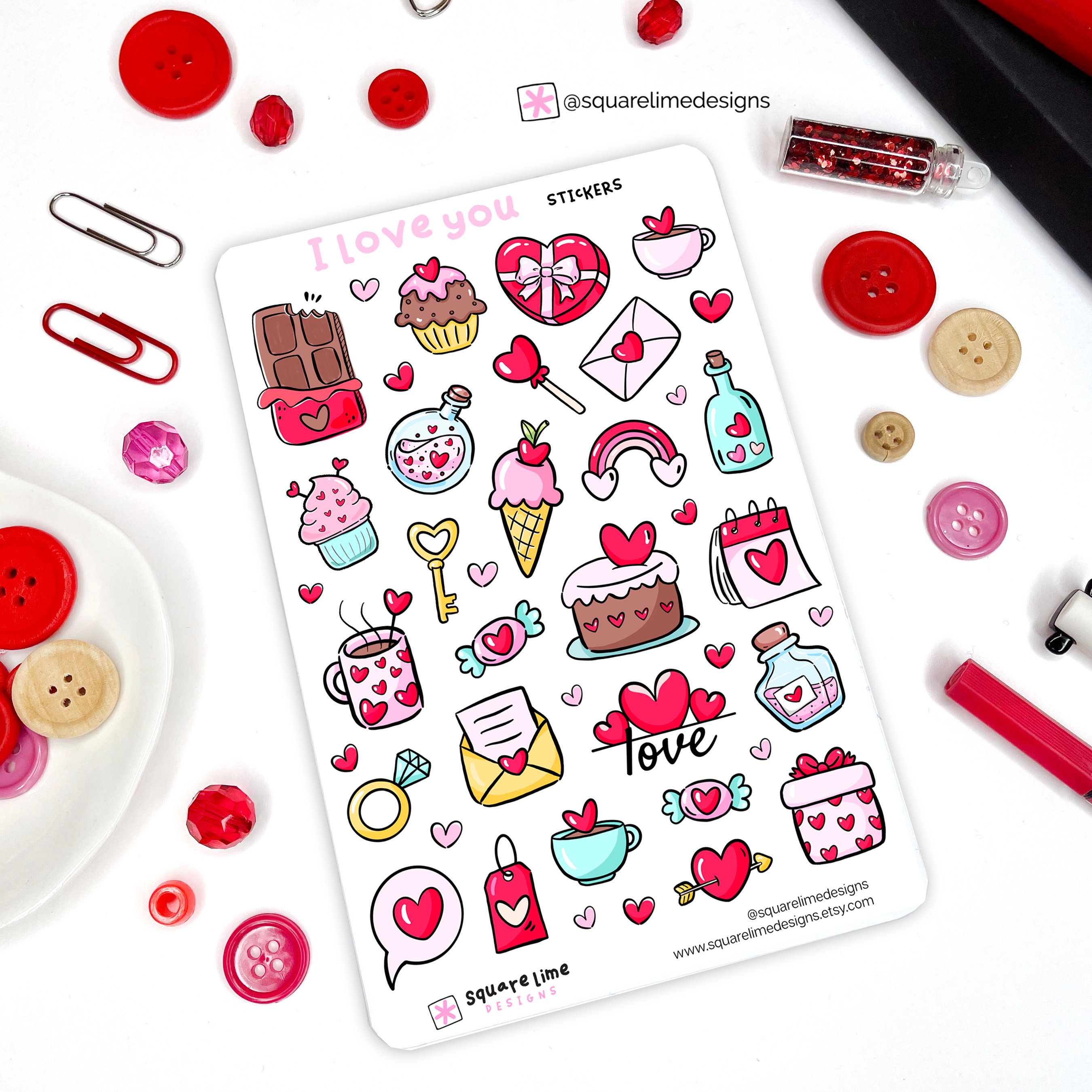 I Love You - Printable Stickers — Square Lime Designs