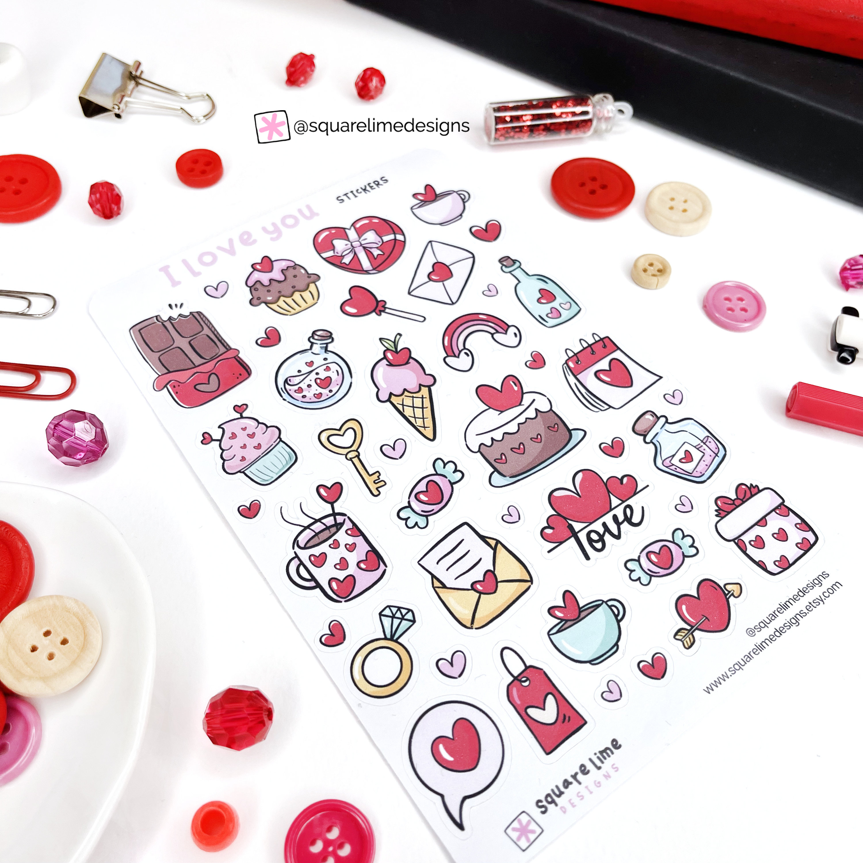 Love Stickers – Heart Doodles - Printable and Digital Stickers – JPG ...