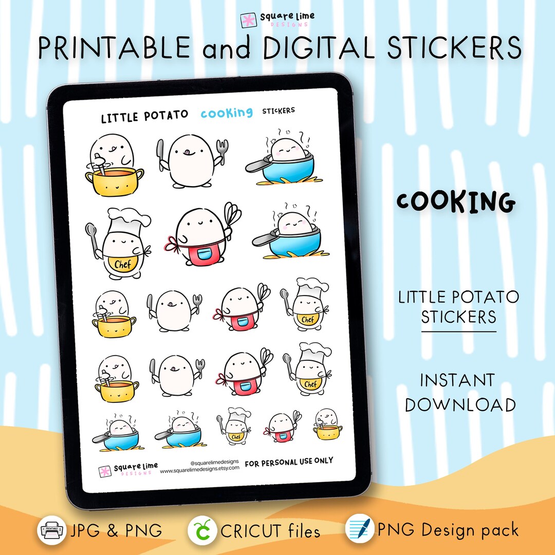 Cooking Stickers – Printable & Digital Designs – Little Potato Planner ...