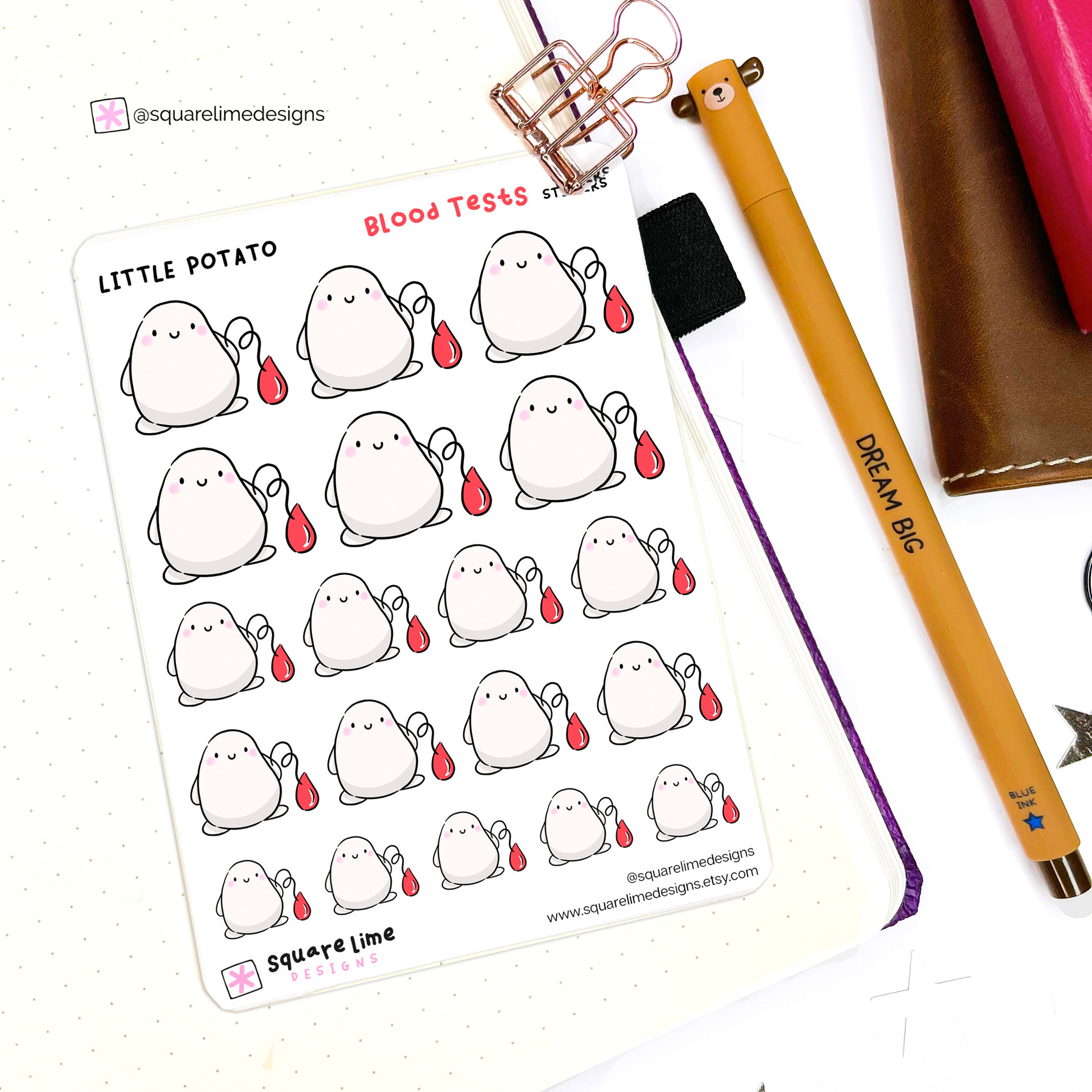 Blood Test - Printable Stickers featuring Little Potato — Square Lime ...