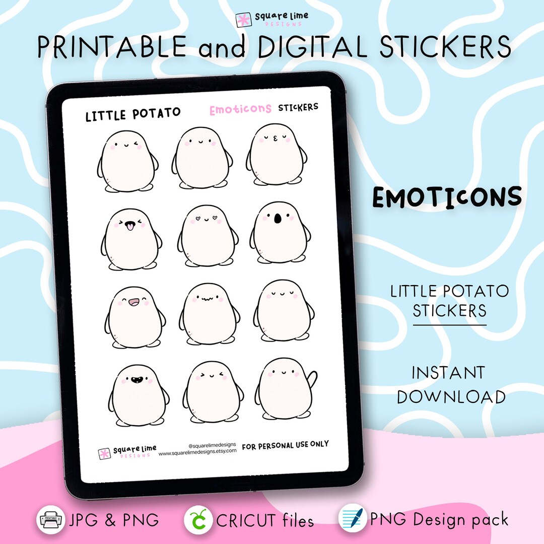 Emoticons Stickers – Printable & Digital Designs – Little Potato ...
