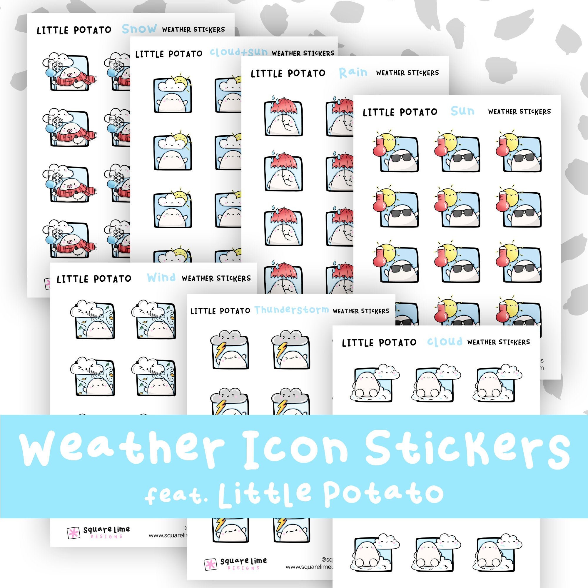 Single Weather Icon Stickers Sheets Featuring Little Potato - Etsy