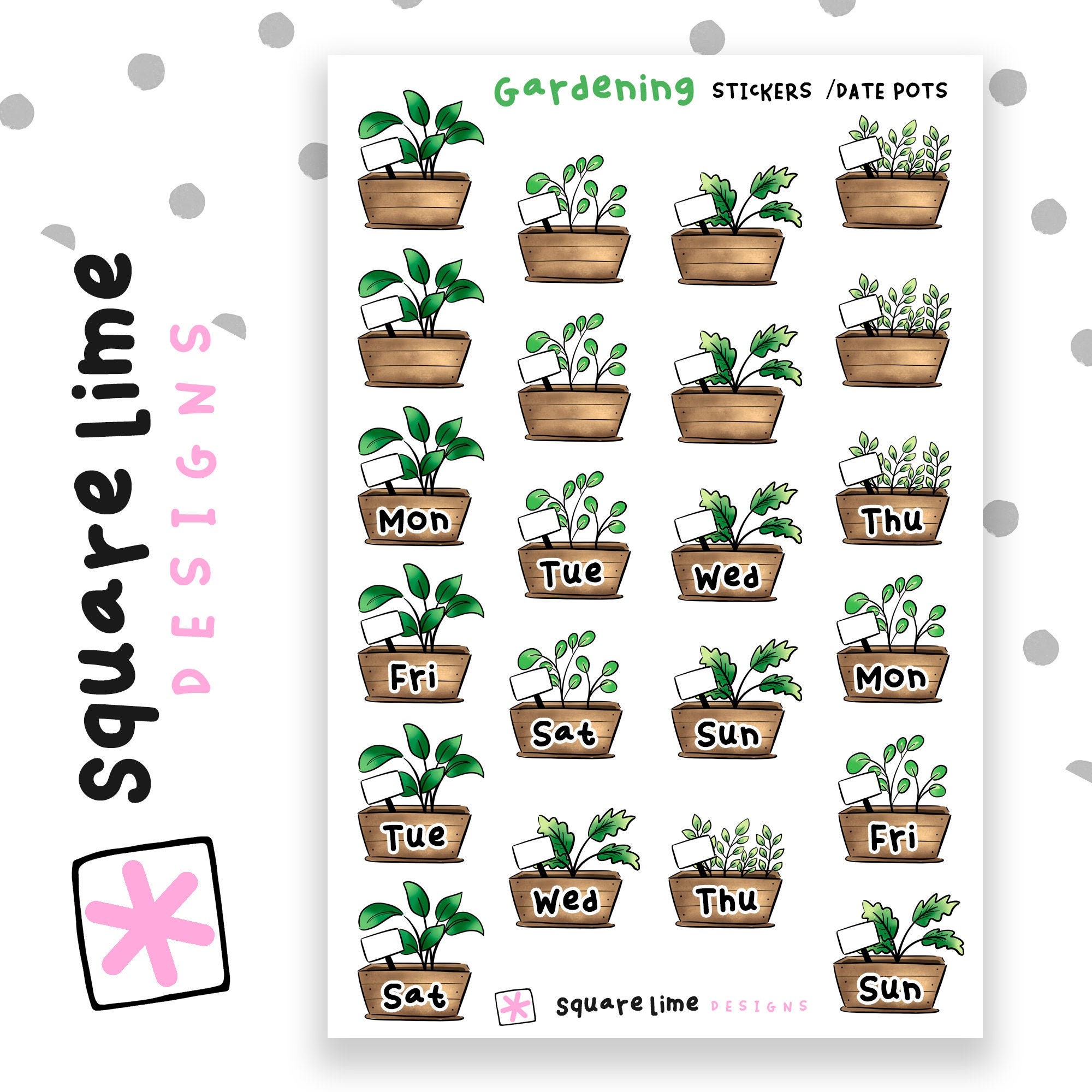Gardening Fecha Pots Pegatinas Day Stickers Fecha - Etsy España