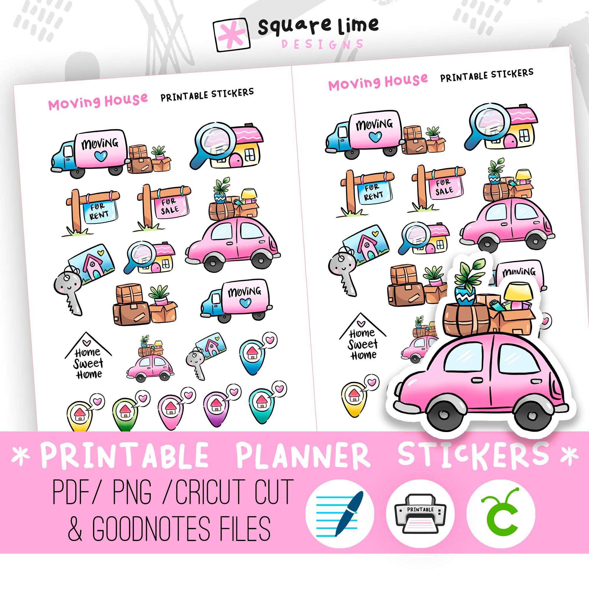 MOVING HOUSE - Printable Stickers — Square Lime Designs