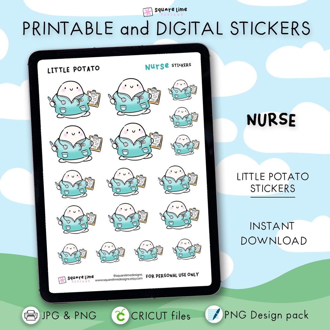 Nurse Stickers – Printable & Digital Designs – Little Potato Planner ...