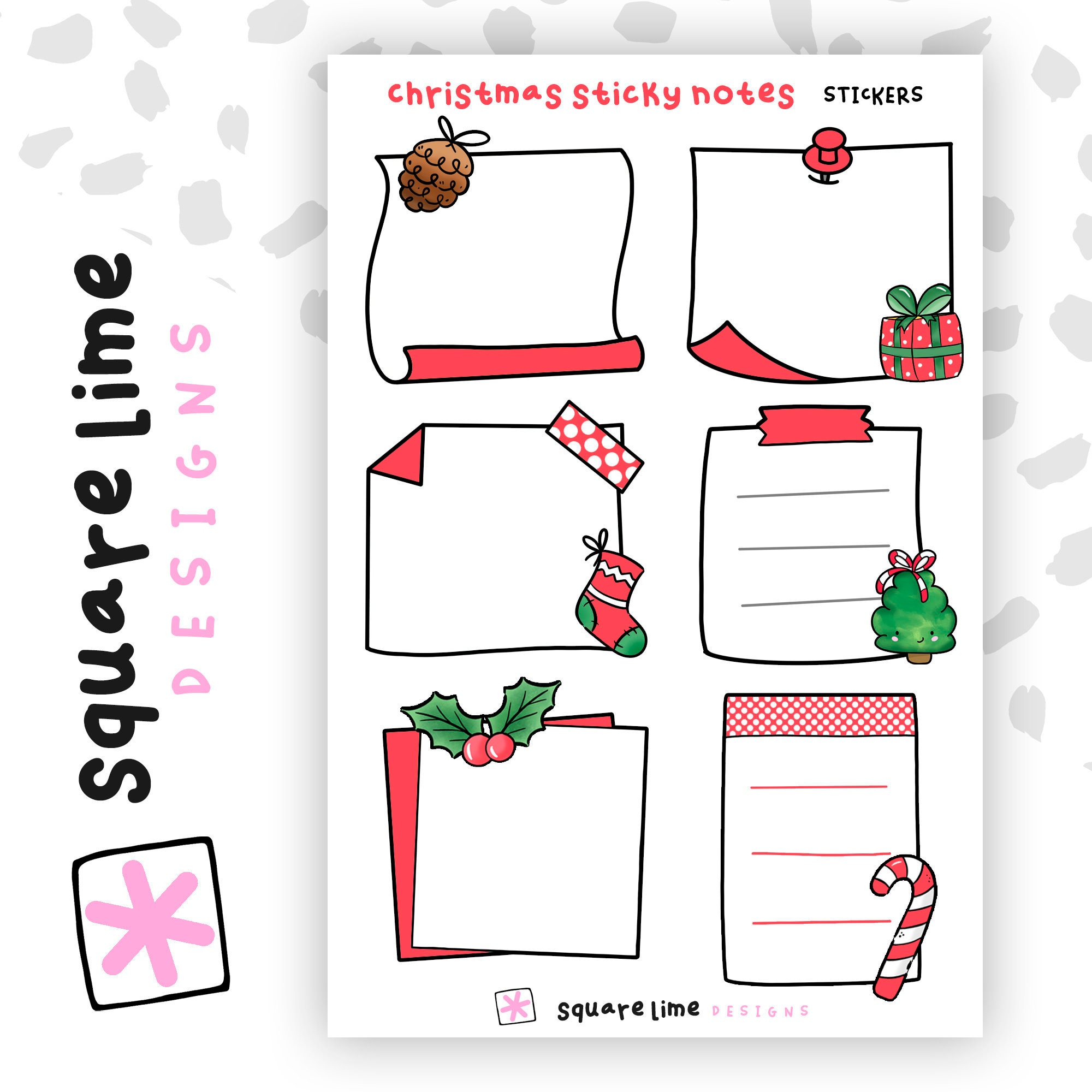 Sticky Notes Stickers With Christmas Doodles Christmas I - Etsy UK