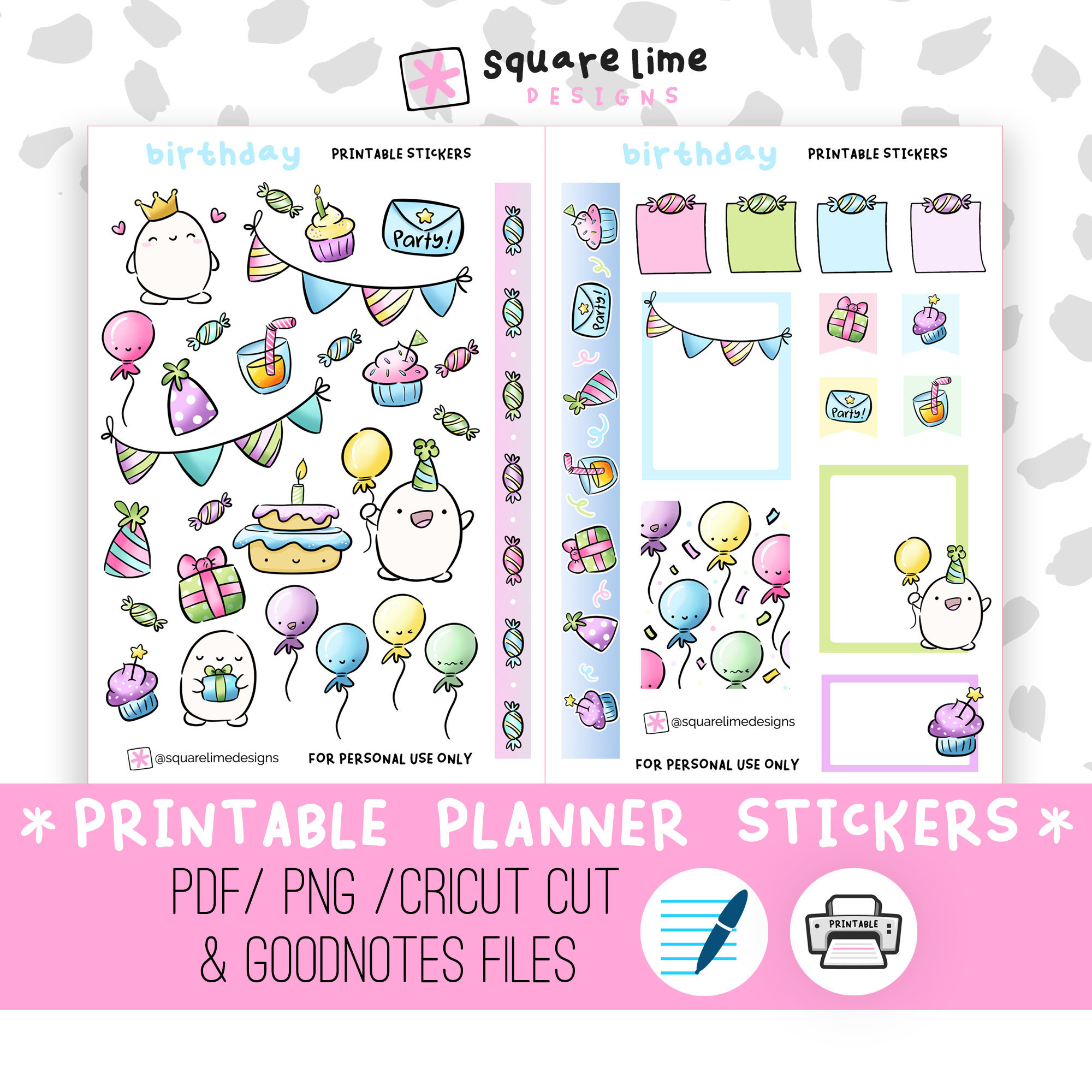 Birthday Stickers Printable Presents Birthday Cake | Etsy