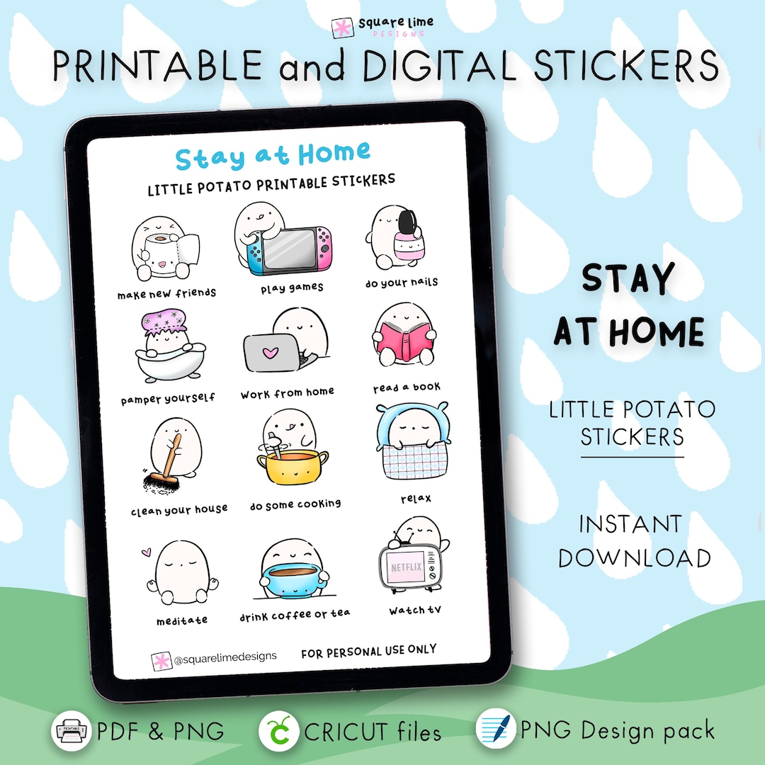Stay at Home Stickers – Printable & Digital Designs – Little Potato ...