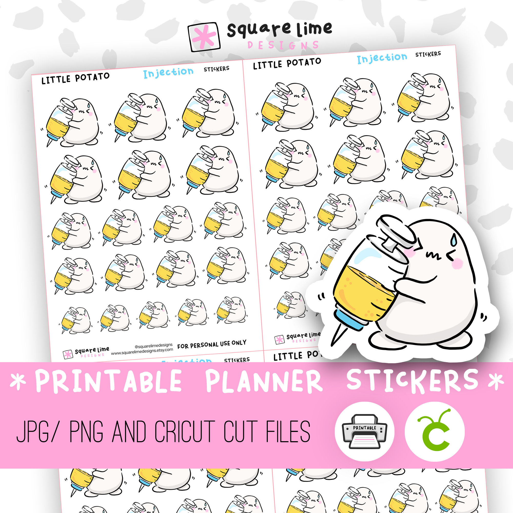 Injection - Printable Stickers featuring Little Potato — Square Lime ...