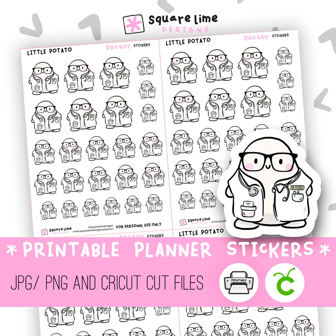Doctor Printable Stickers Featuring Little Potato, Health Sticker ...