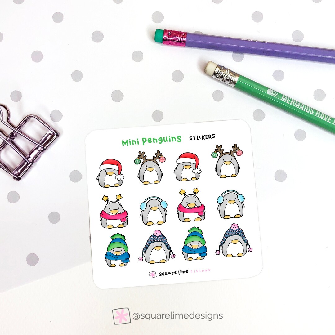 Penguins Mini Stickers Xmas Mini Penguins Stickers Planner and Bullet ...