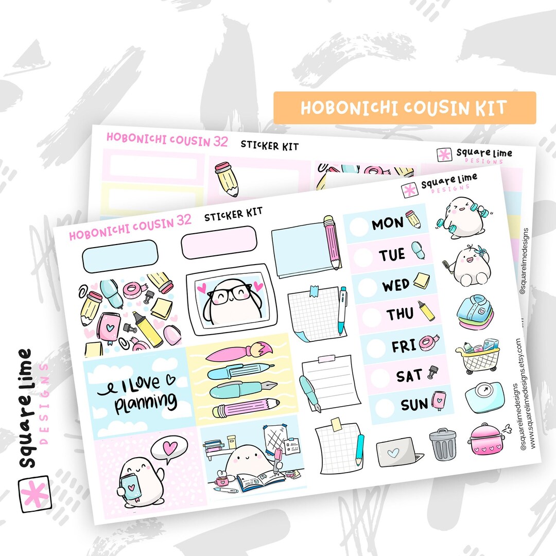 I LOVE PLANNING #32 Hobonichi Cousin Themed Sticker Set for Hobonichi ...