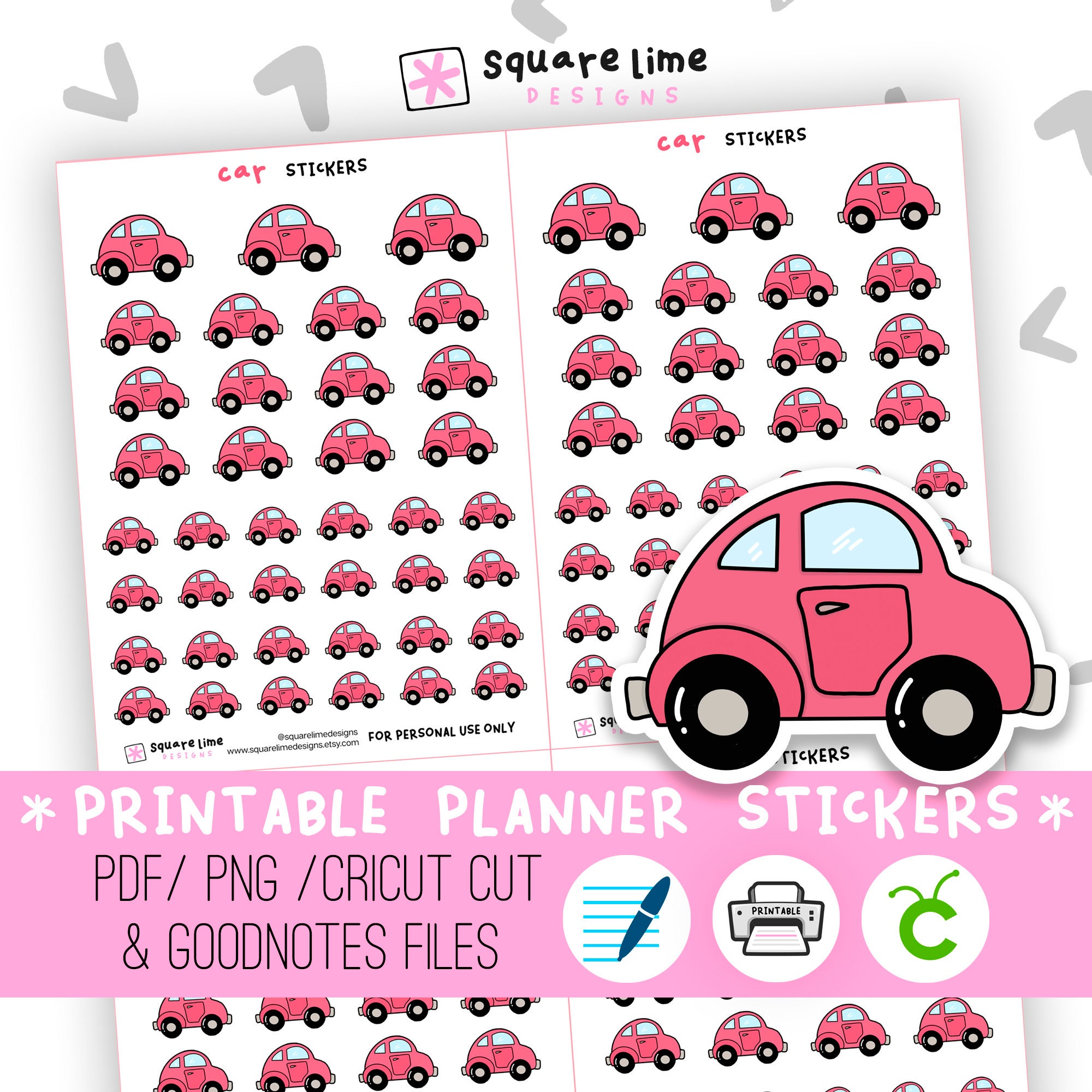 CAR - Printable Stickers — Square Lime Designs