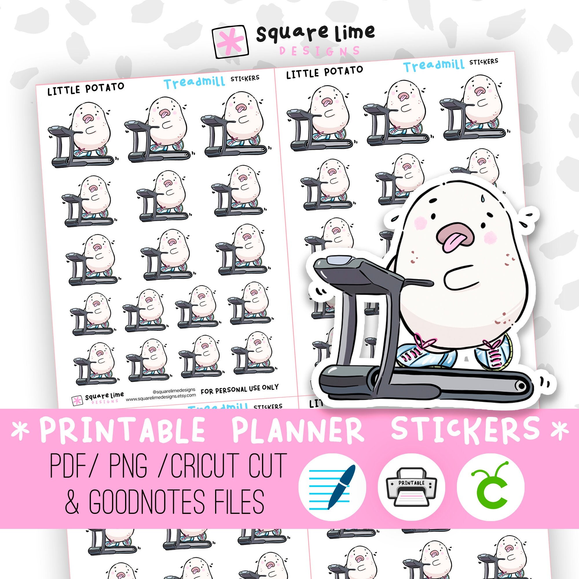 Treadmill - Printable Stickers featuring Little Potato — Square Lime ...