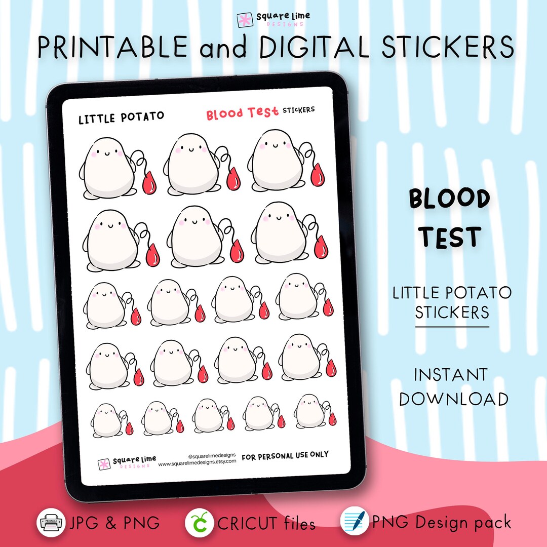 Blood Test Stickers – Printable & Digital Designs – Little Potato ...