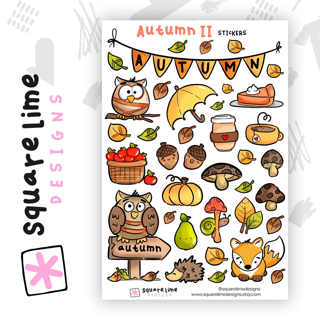 Autumn Themed Doodle Stickers Autumn II Fall Season Stickers Planner ...