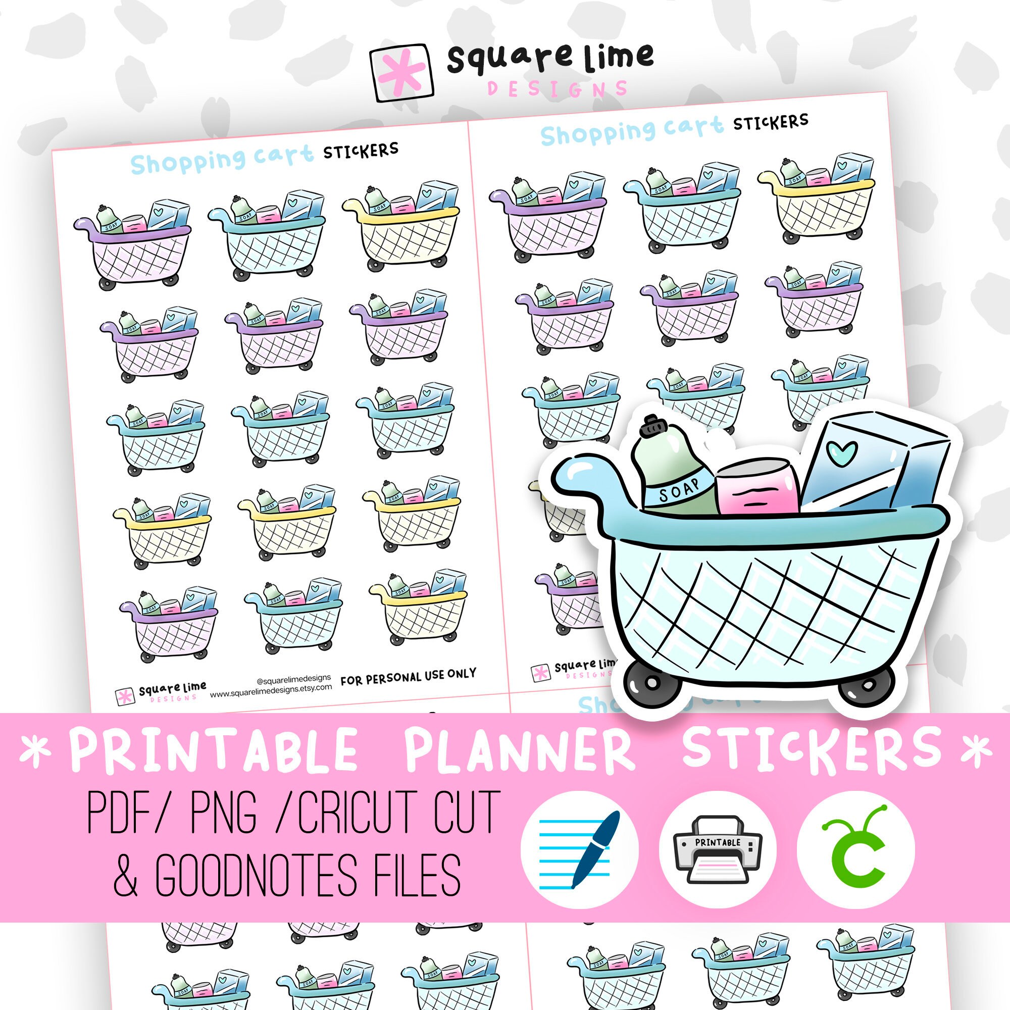 SHOPPING CART - Printable Stickers — Square Lime Designs