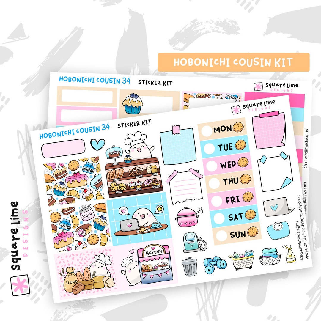 BAKERY 34 Hobonichi Cousin Sticker Kit 2 Sticker Sheets Planning Themed ...