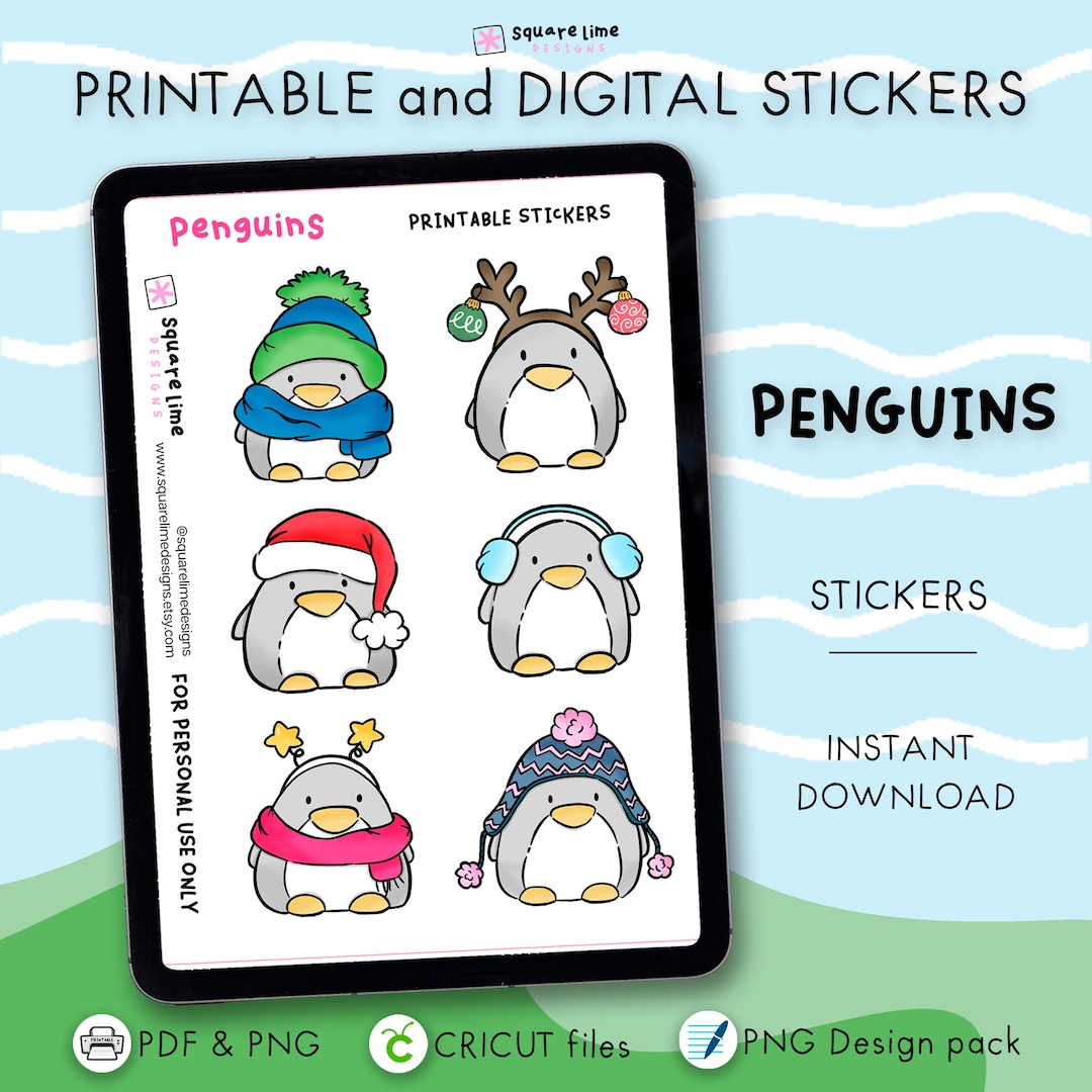 Penguins Stickers - Christmas Designs - Printable and Digital Stickers ...