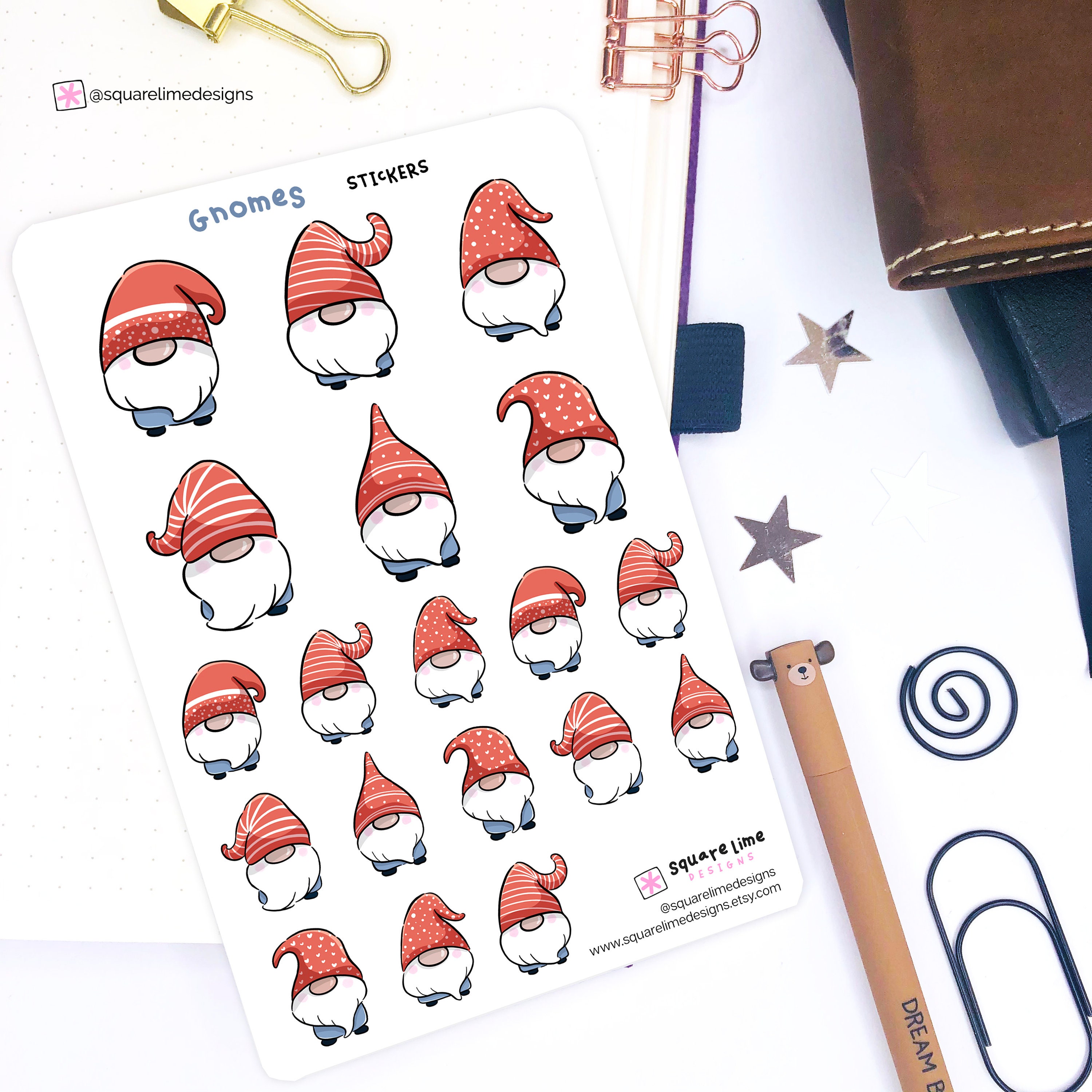Gnomes Stickers – Gone Doodles - Printable and Digital Stickers – PDF ...