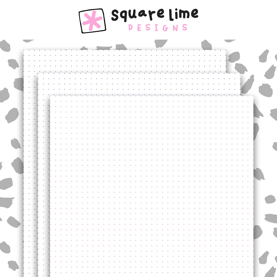 Coloured Printable Dot Grid Paper Pink Light Blue Lilac | Etsy