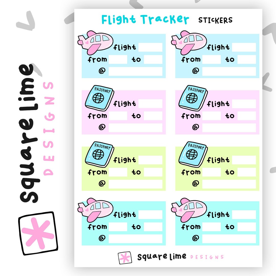 Flight Tracker Stickers Planner Diary Stickers Bullet Journal Stickers ...