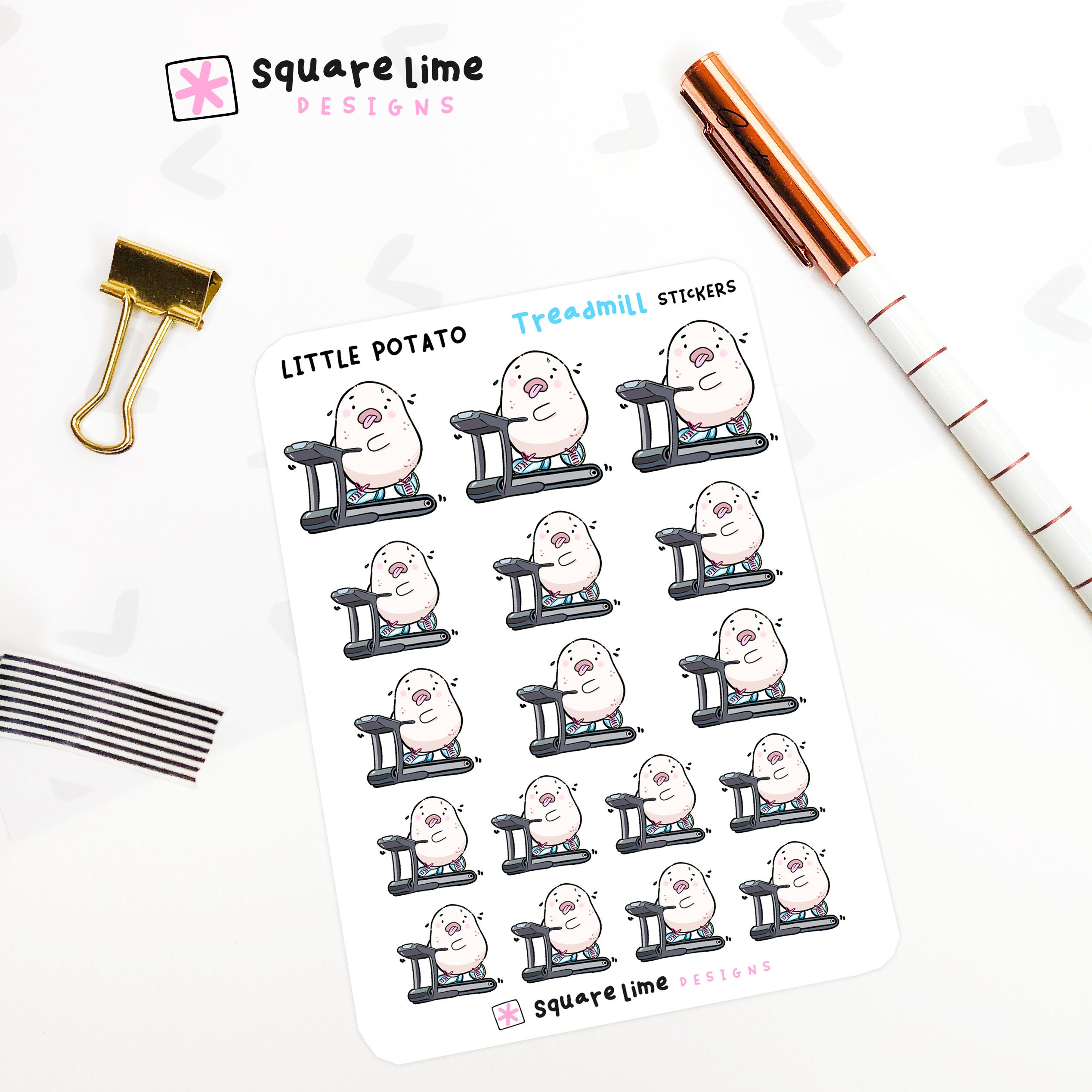 Treadmill Stickers Featuring Little Potato Exercise Stickers | Etsy
