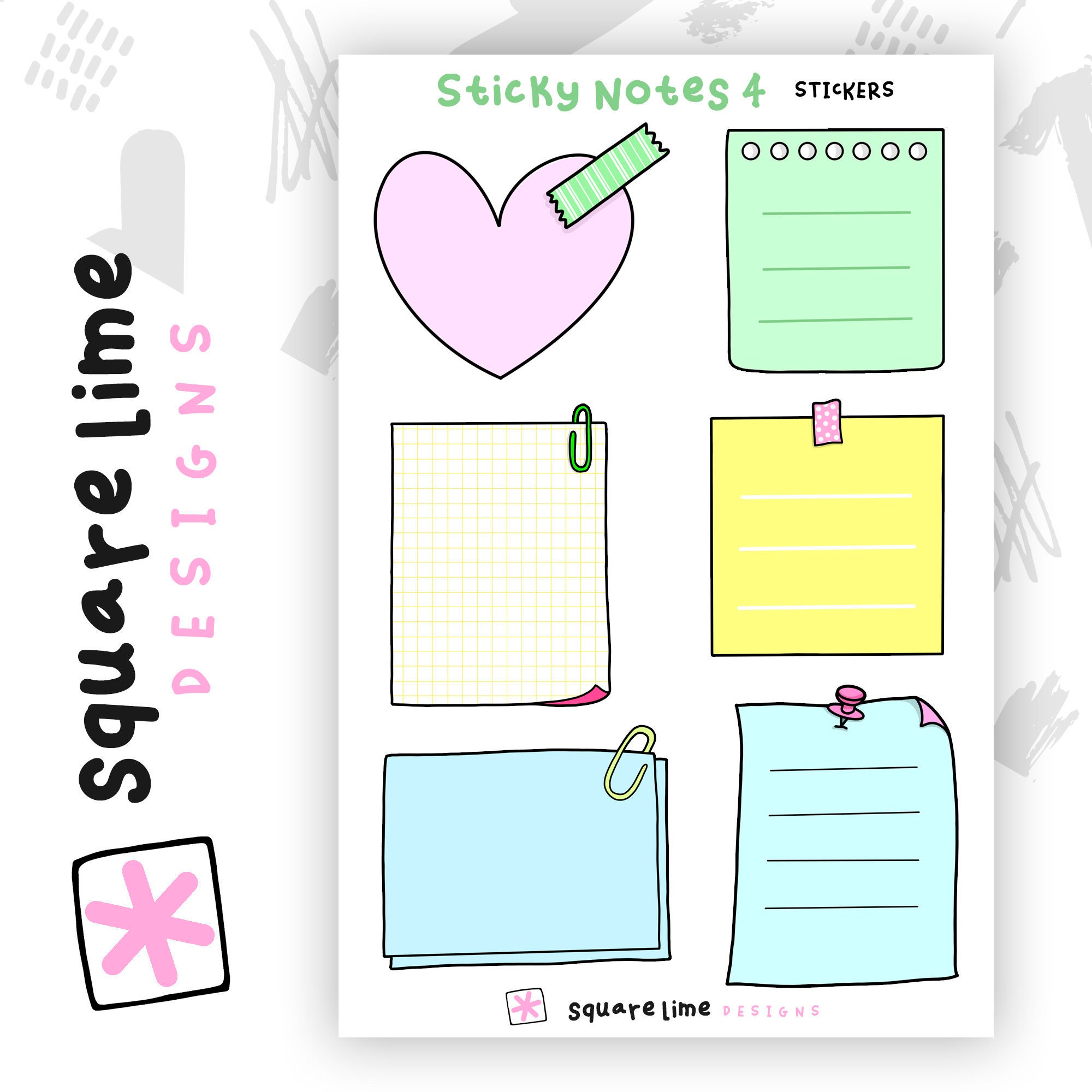 Sticky Notes 4 Stickers Planner Stickers Colorful Stickers Cute 