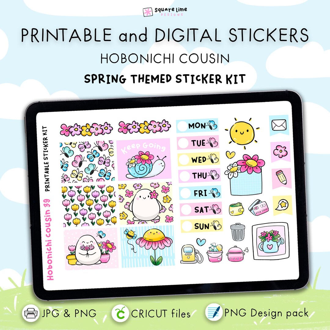 Spring Themed Stickers - Printable & Digital Hobonichi Cousin Sticker ...