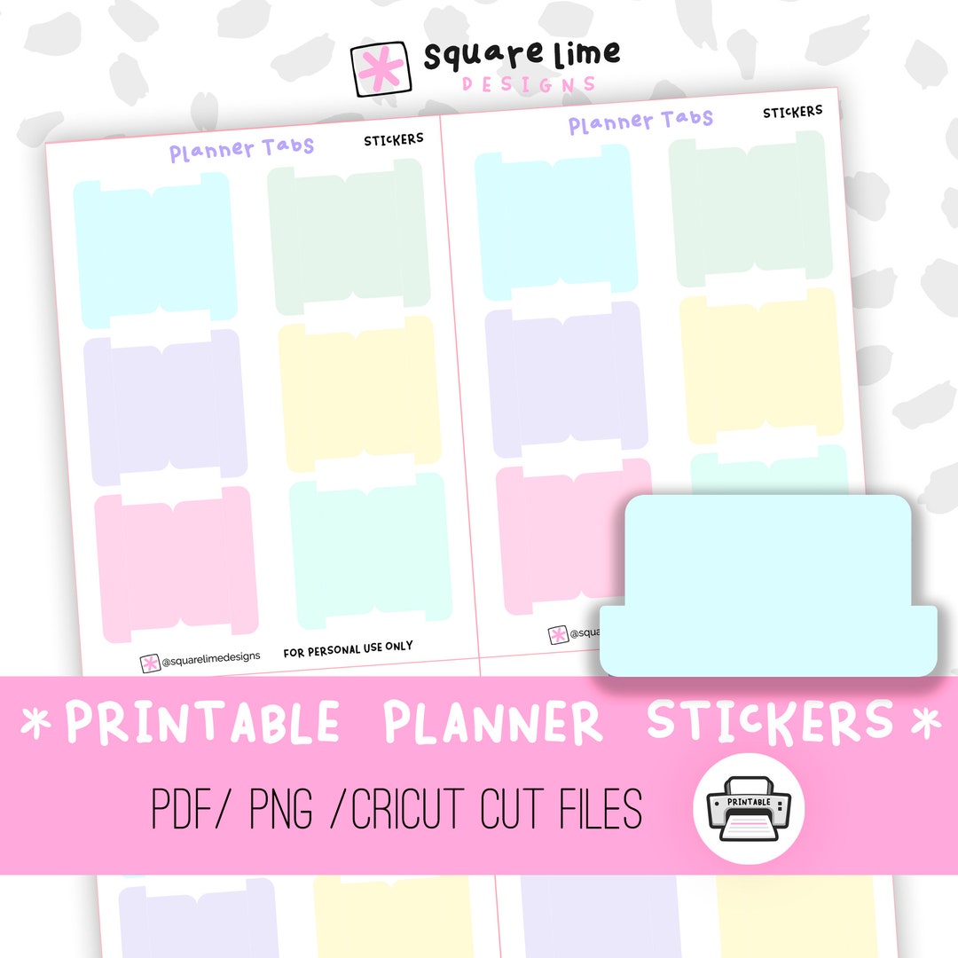Planner Tab Printable Stickers - Digital Stickers - JPG, PNG, and ...