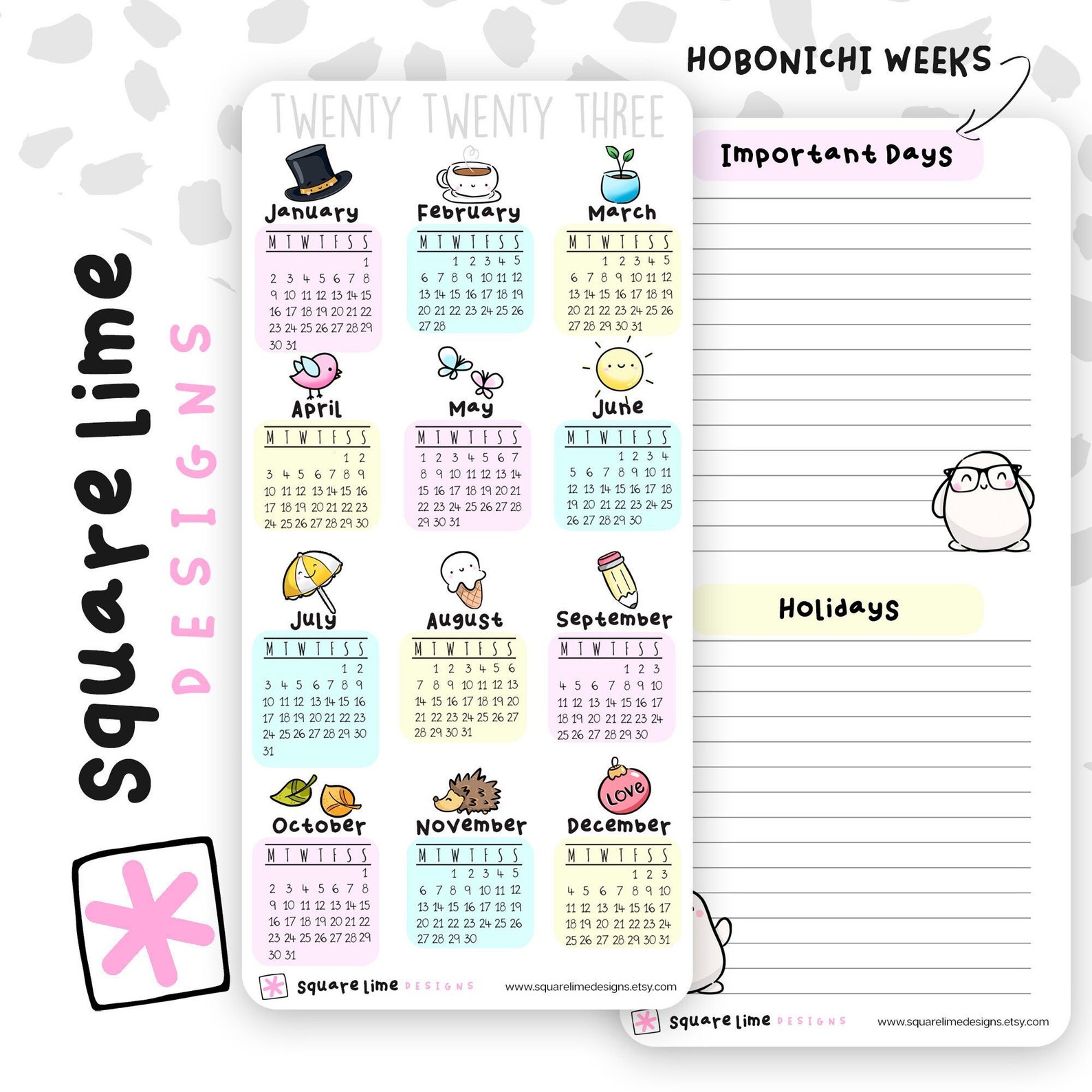 2023 Calendar Sticker Page for Your Hobonichi Weeks Planner 2 - Etsy