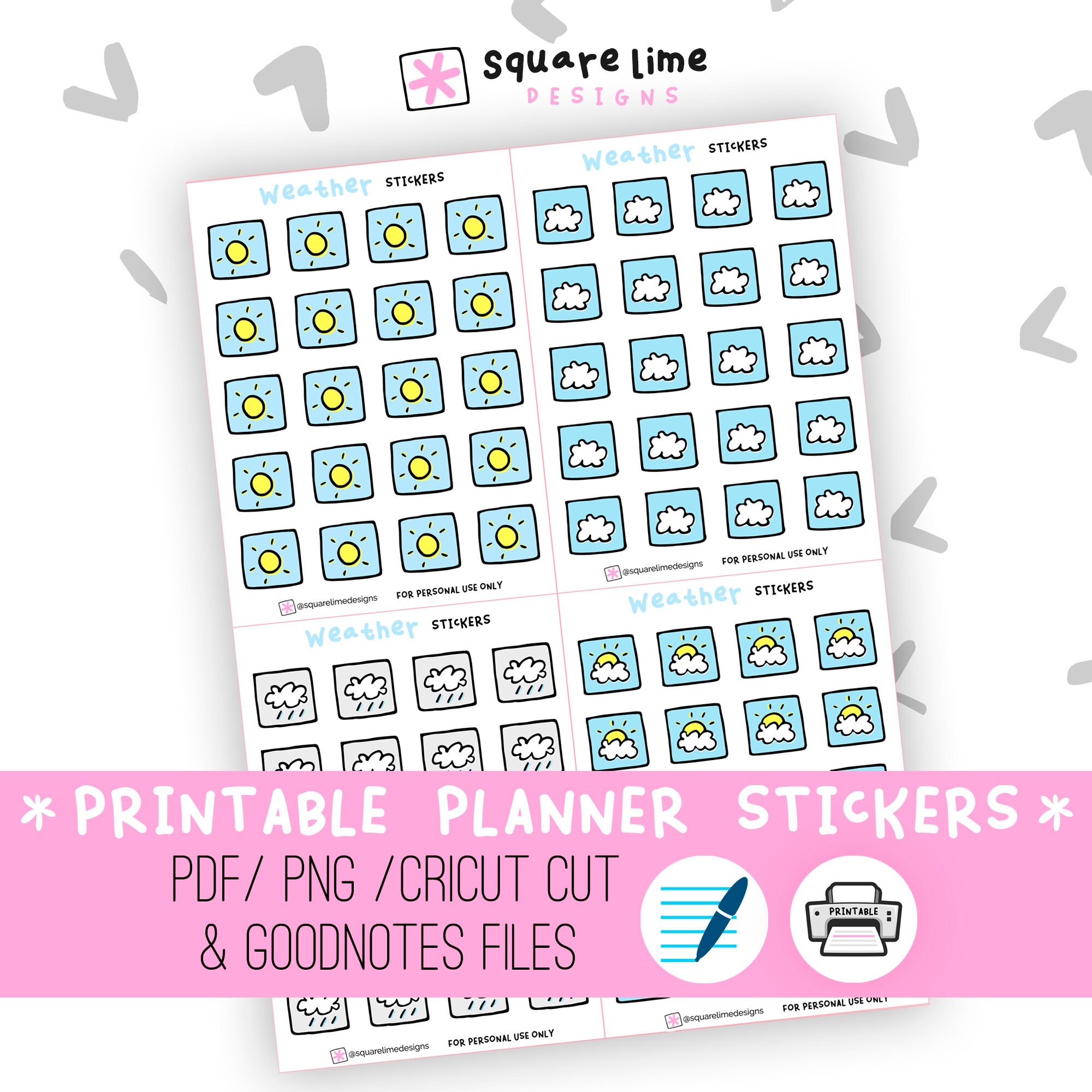 Weather Icons - Printable Stickers — Square Lime Designs