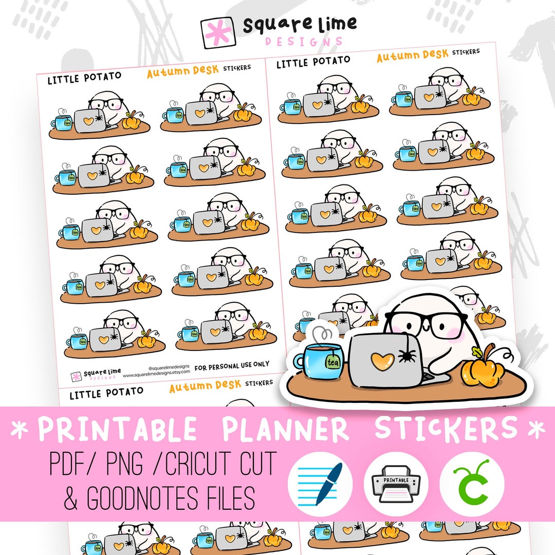 Autumn Work Desk Printable Stickers Featuring Little Potato, Themed ...