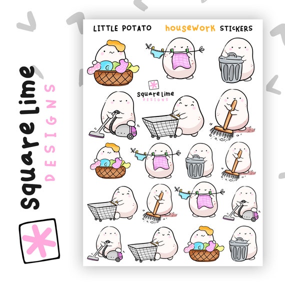 Housework Stickers featuring Little Potato Chores Stickers | Etsy