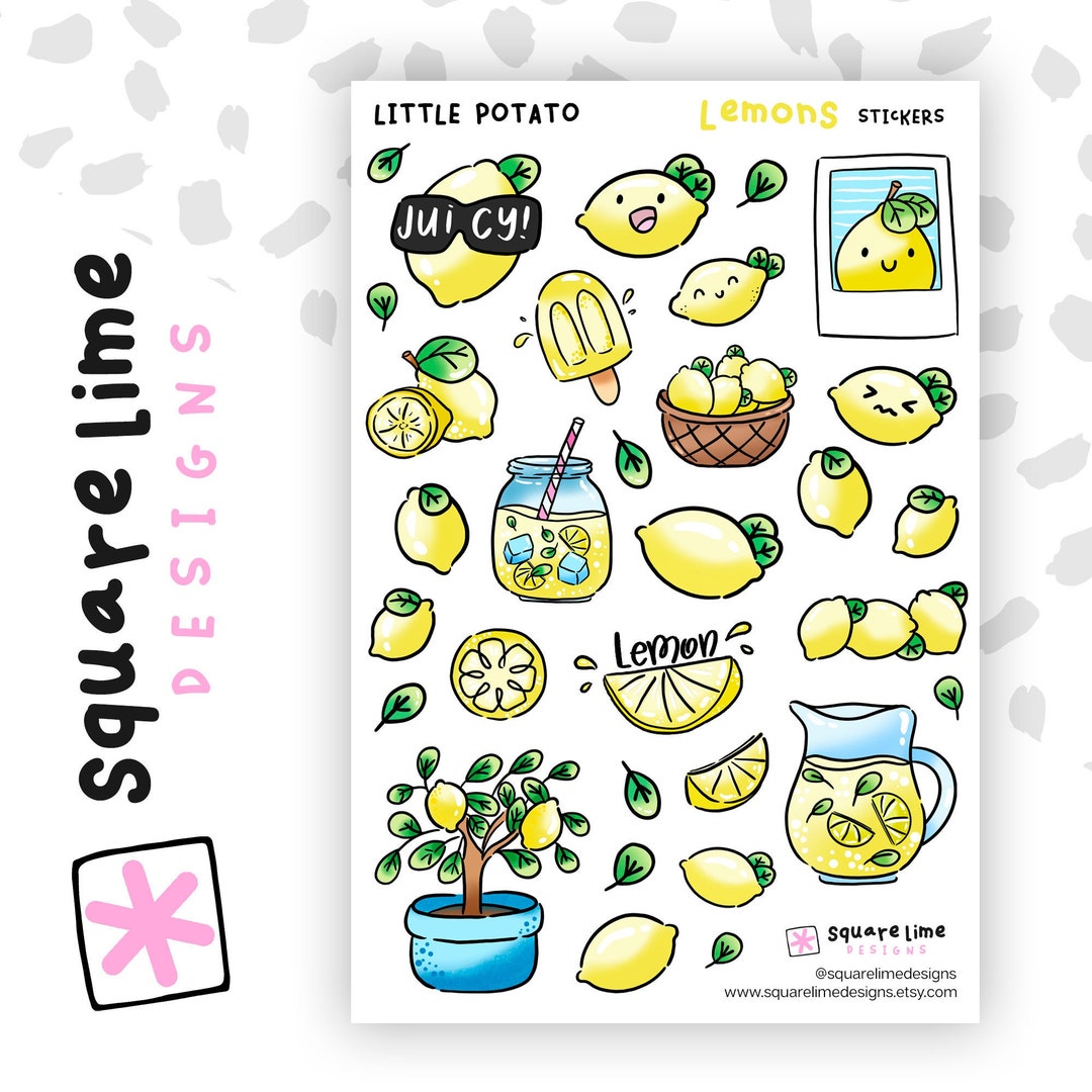 Lemon Themed Stickers, Yellow Lemons, Fresh Lemonade, Juicy Fruit, Mint ...