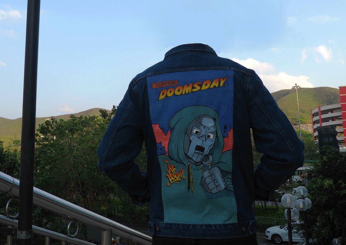 Hand Painted Denim Jacket - MF DOOM Inspired - DOOMSDAY With Insane ...