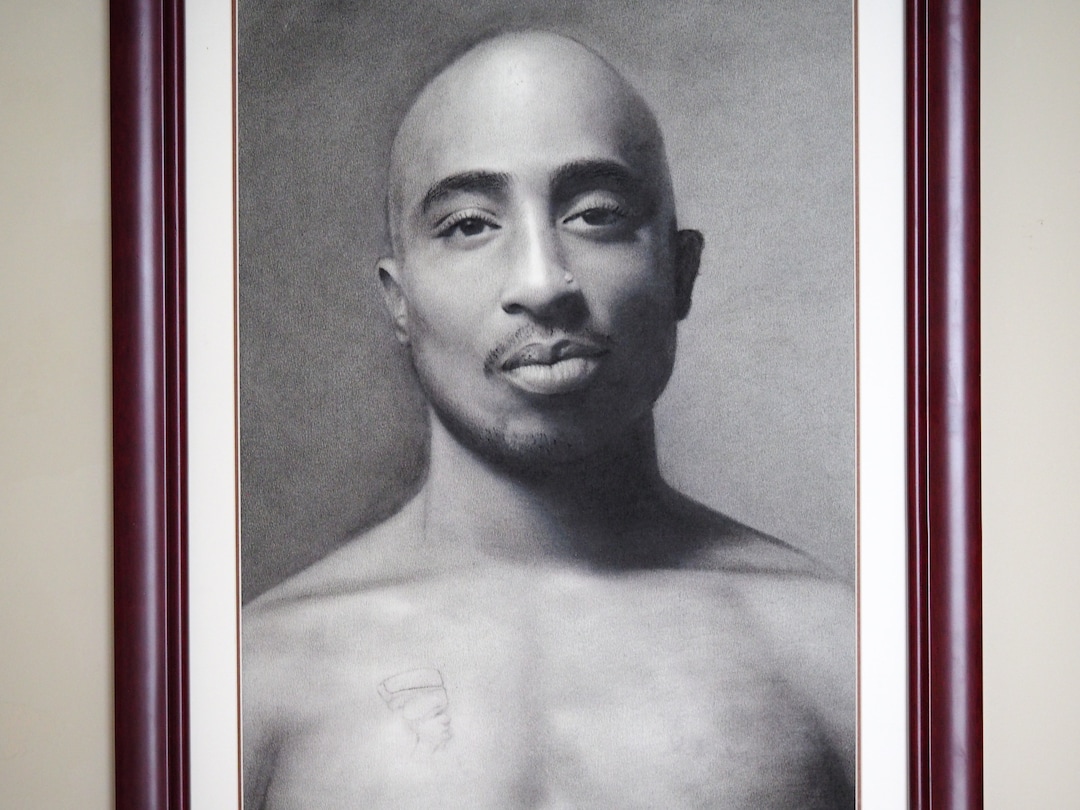 Original Hand Drawn 2pac Pencil and Charcoal Portrait - 49cm X 36cm ...