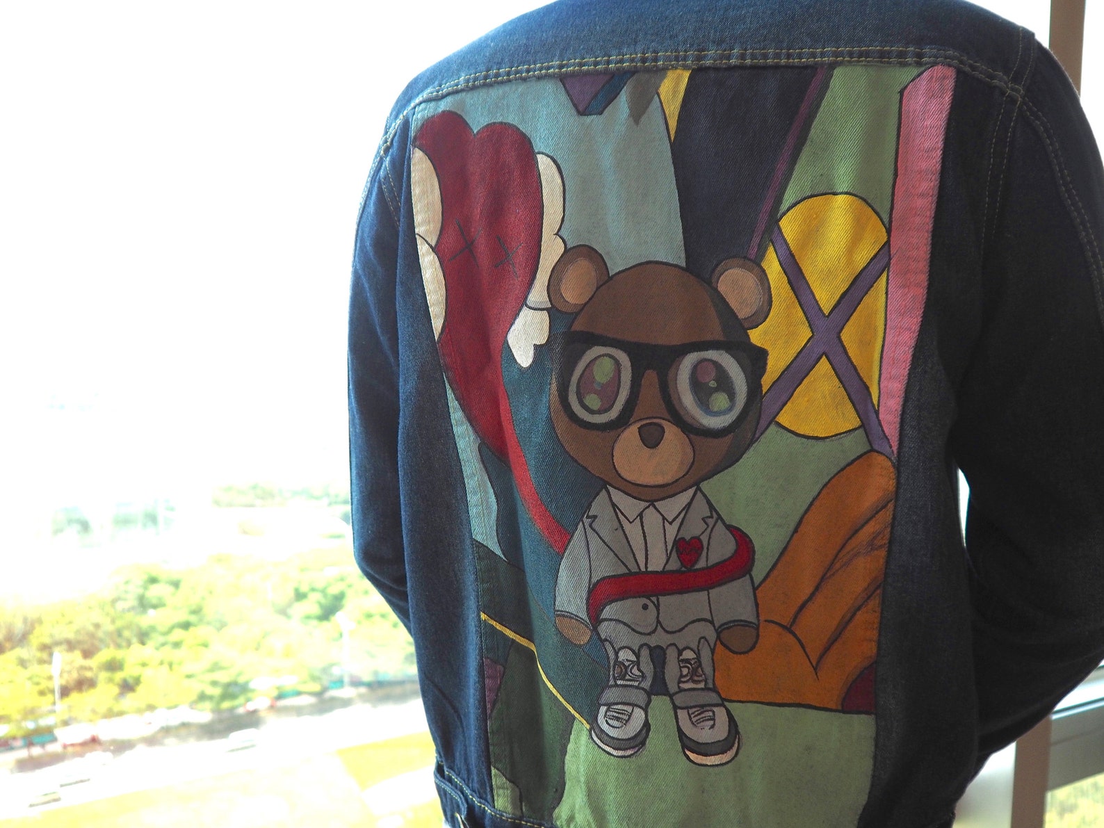 Kanye West Inspired Hand Painted Denim Jacket - Kanye Bear - 808s ...
