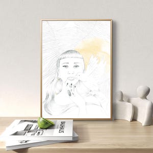 Nai Palm, Line Art, Drawing Prints,wall Hanging, Portrait Drawing ...