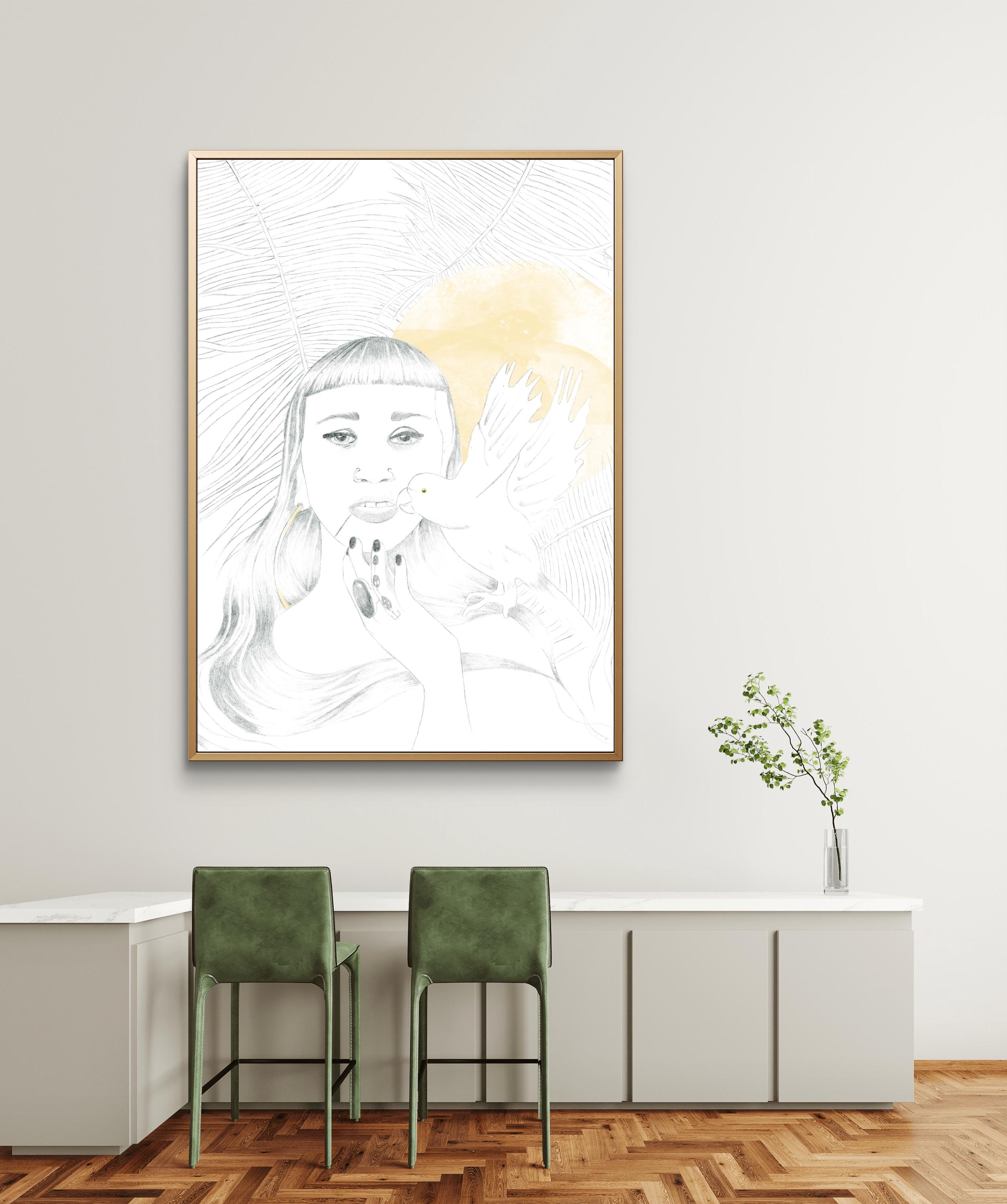 Nai Palm, Line Art, Drawing Prints,wall Hanging, Portrait Drawing ...