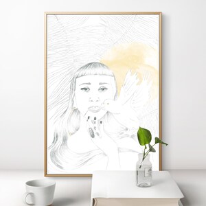 Nai Palm, Line Art, Drawing Prints,wall Hanging, Portrait Drawing ...