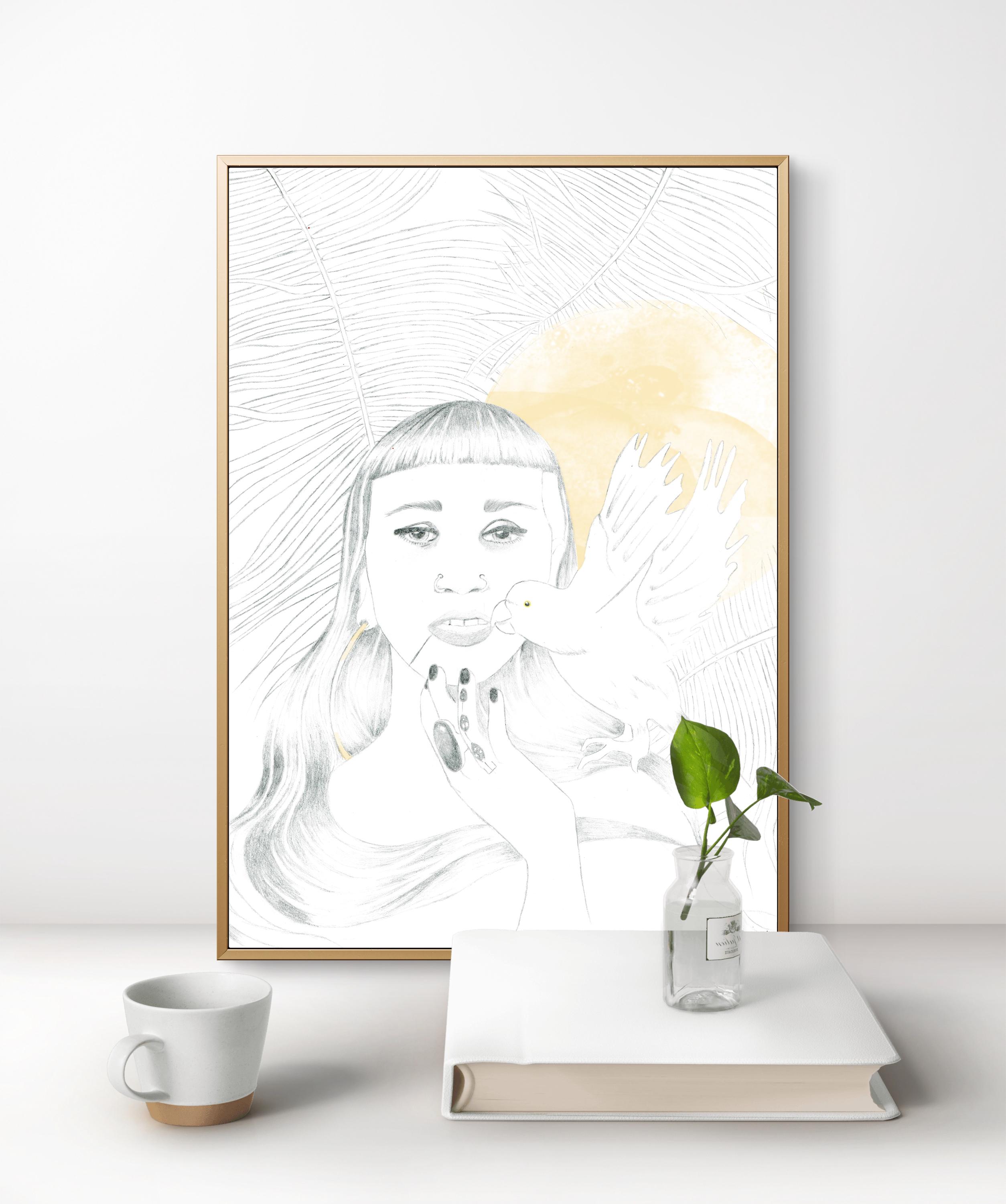 Nai Palm, Line Art, Drawing Prints,wall Hanging, Portrait Drawing ...