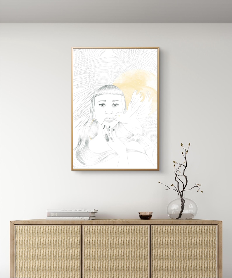 Nai Palm, Line Art, Drawing Prints,wall Hanging, Portrait Drawing ...